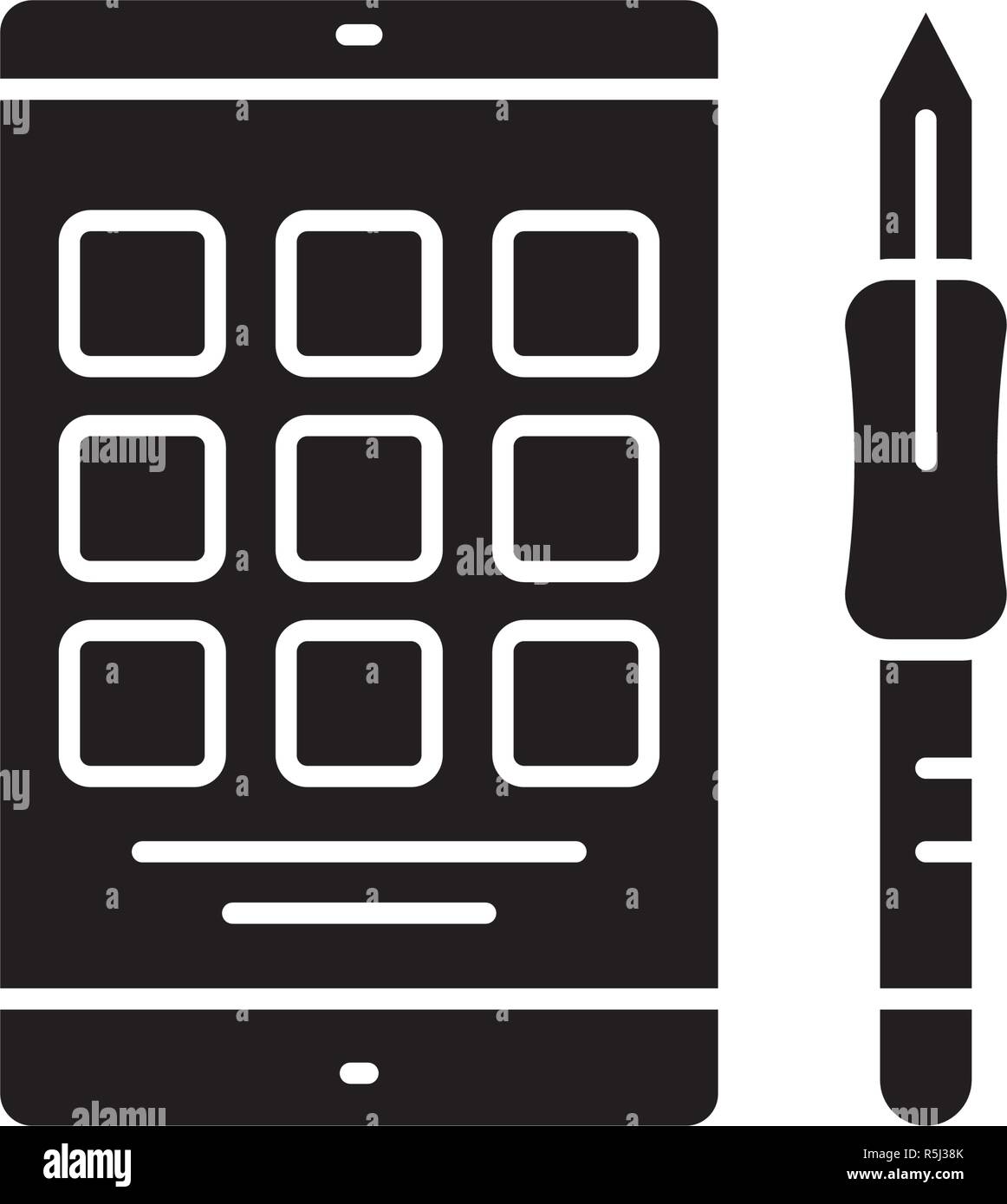 Digital tablet black icon, vector sign on isolated background. Digital ...