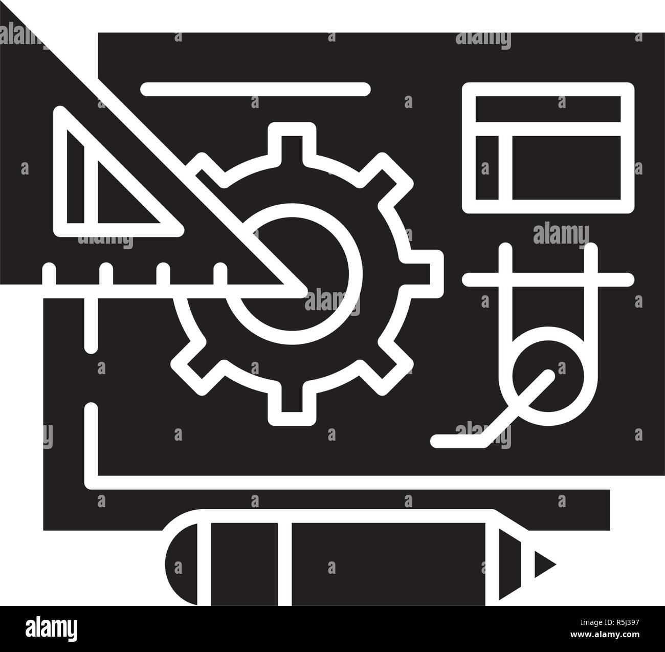 Digital product management black icon, vector sign on isolated ...