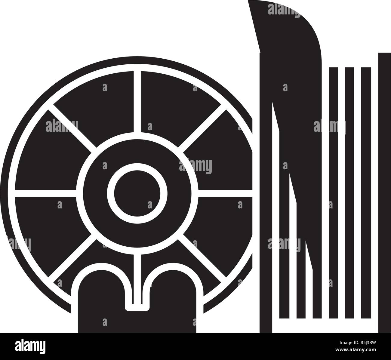 Printing materials black icon, vector sign on isolated background ...