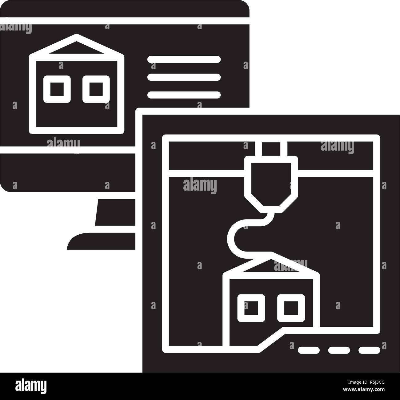 Modern manufacturing black icon, vector sign on isolated background ...