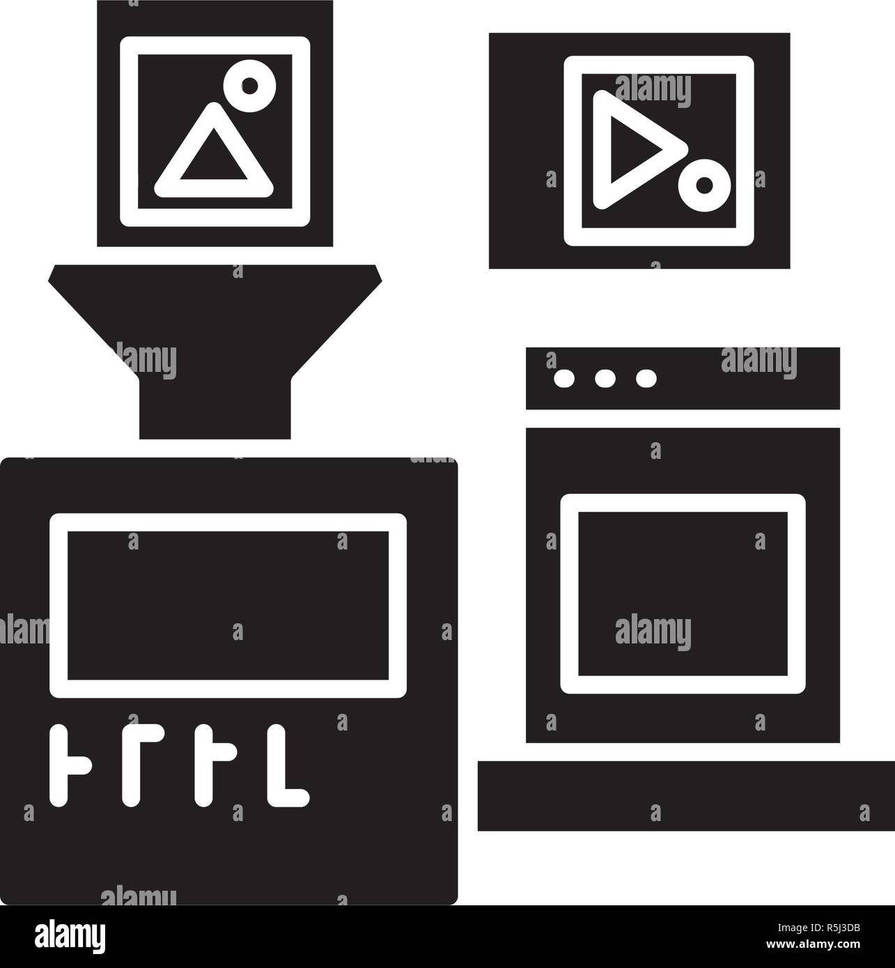 Content management system black icon, vector sign on isolated ...