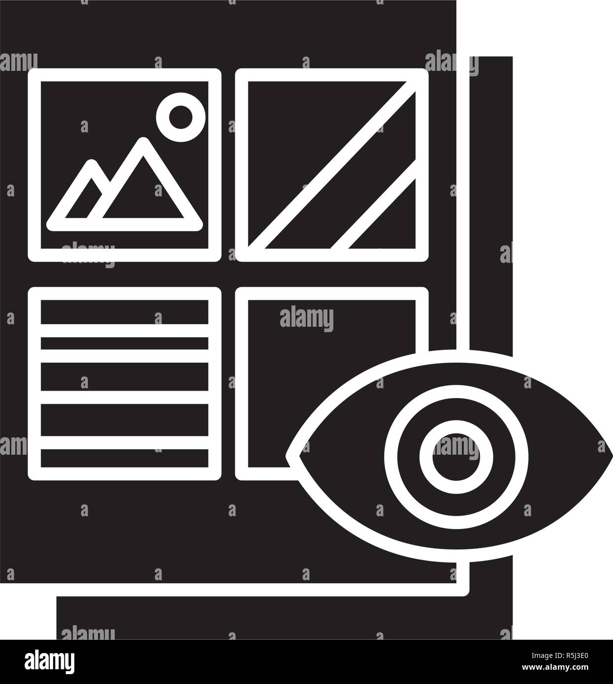 Visual document black icon, vector sign on isolated background. Visual ...