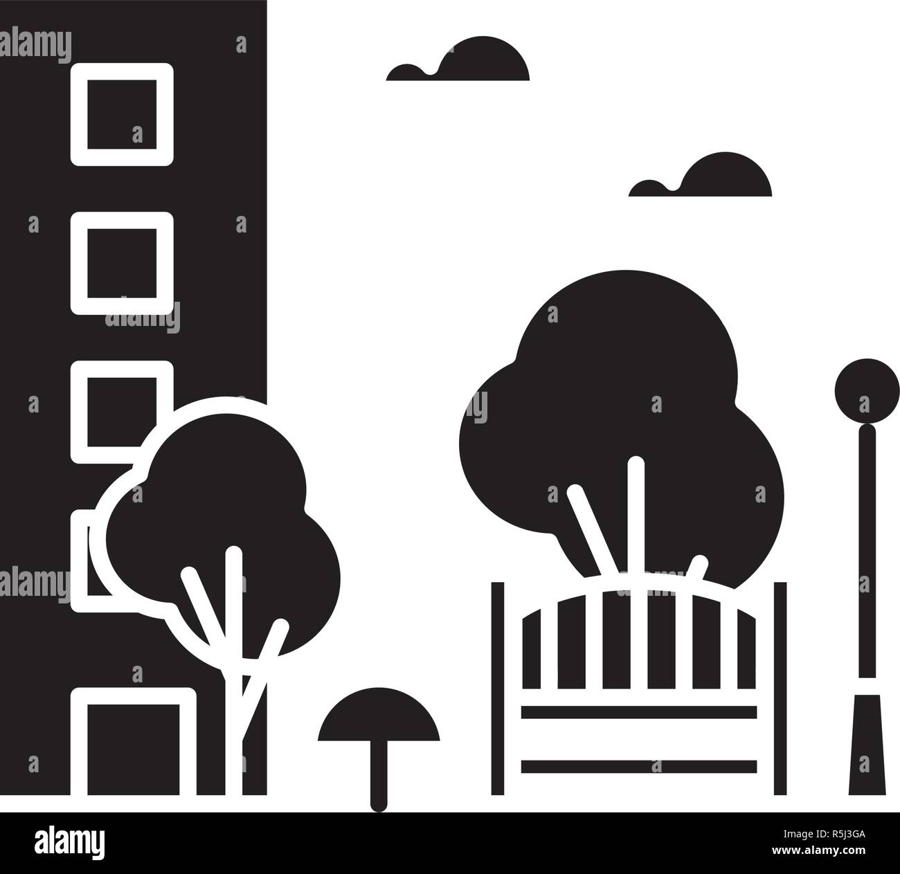 Recreation park black icon, vector sign on isolated background ...