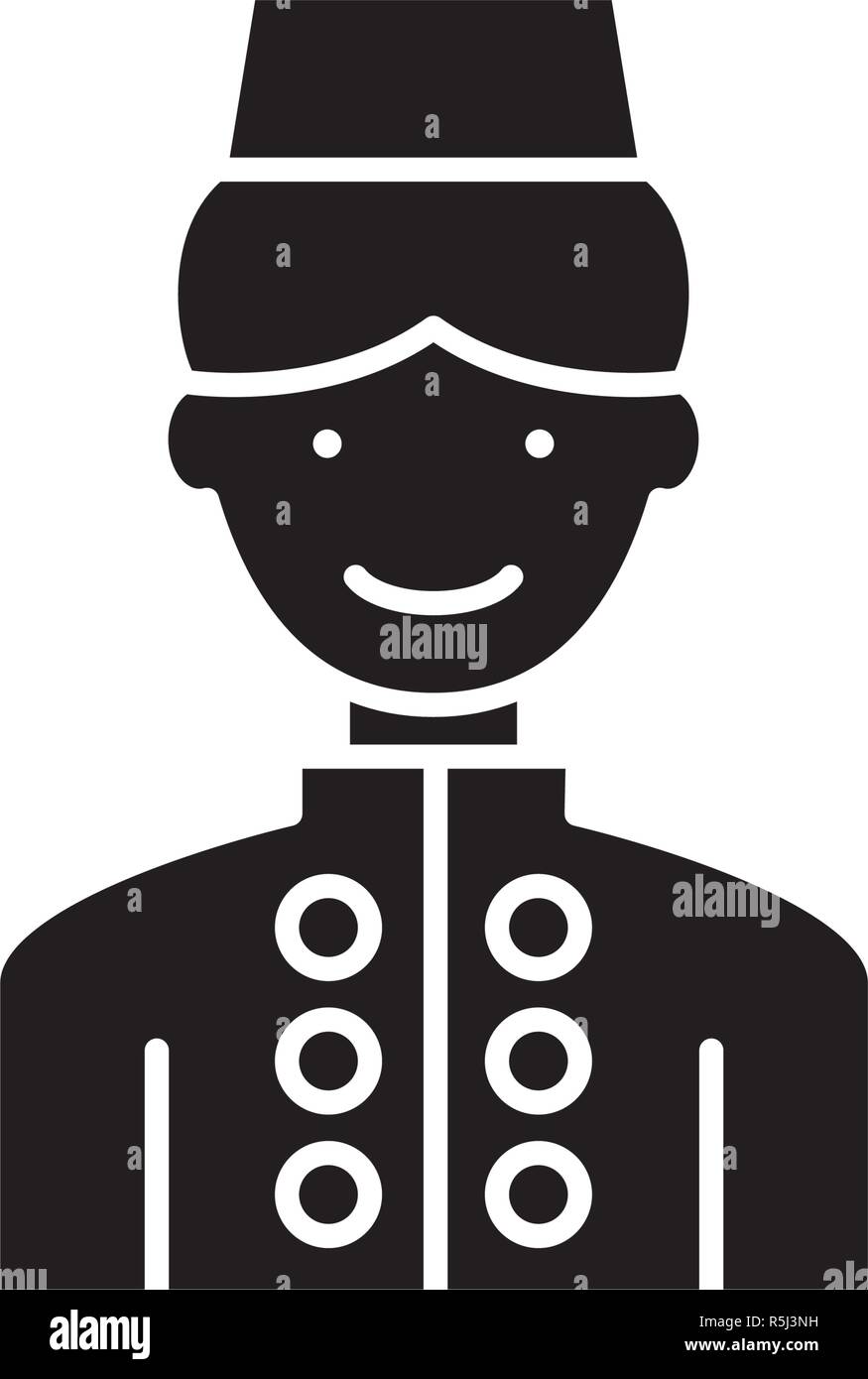 Hotel staff black icon, vector sign on isolated background. Hotel staff ...