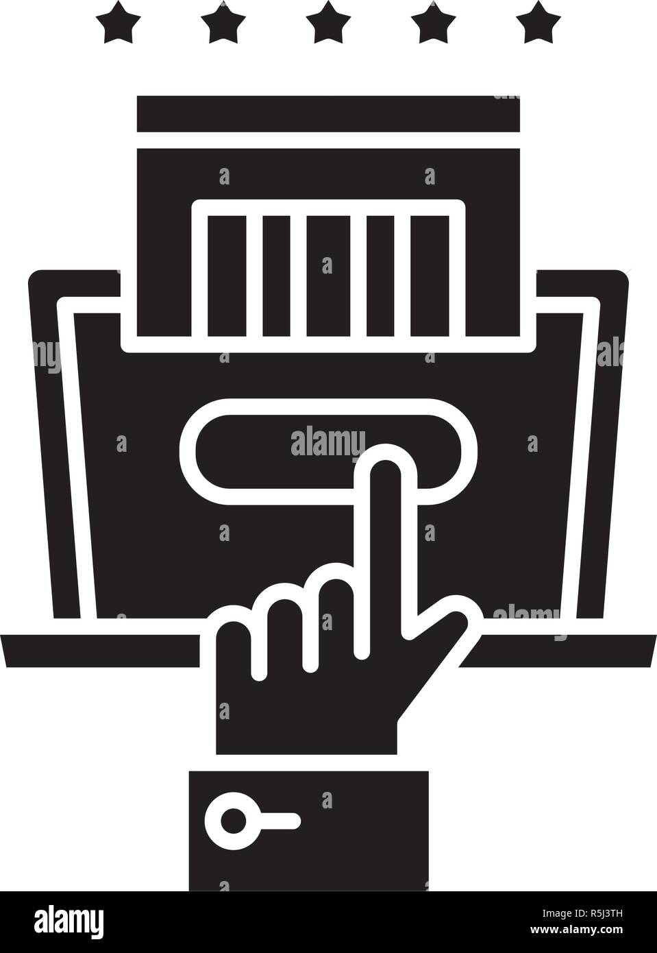 Online booking black icon, vector sign on isolated background. Online ...