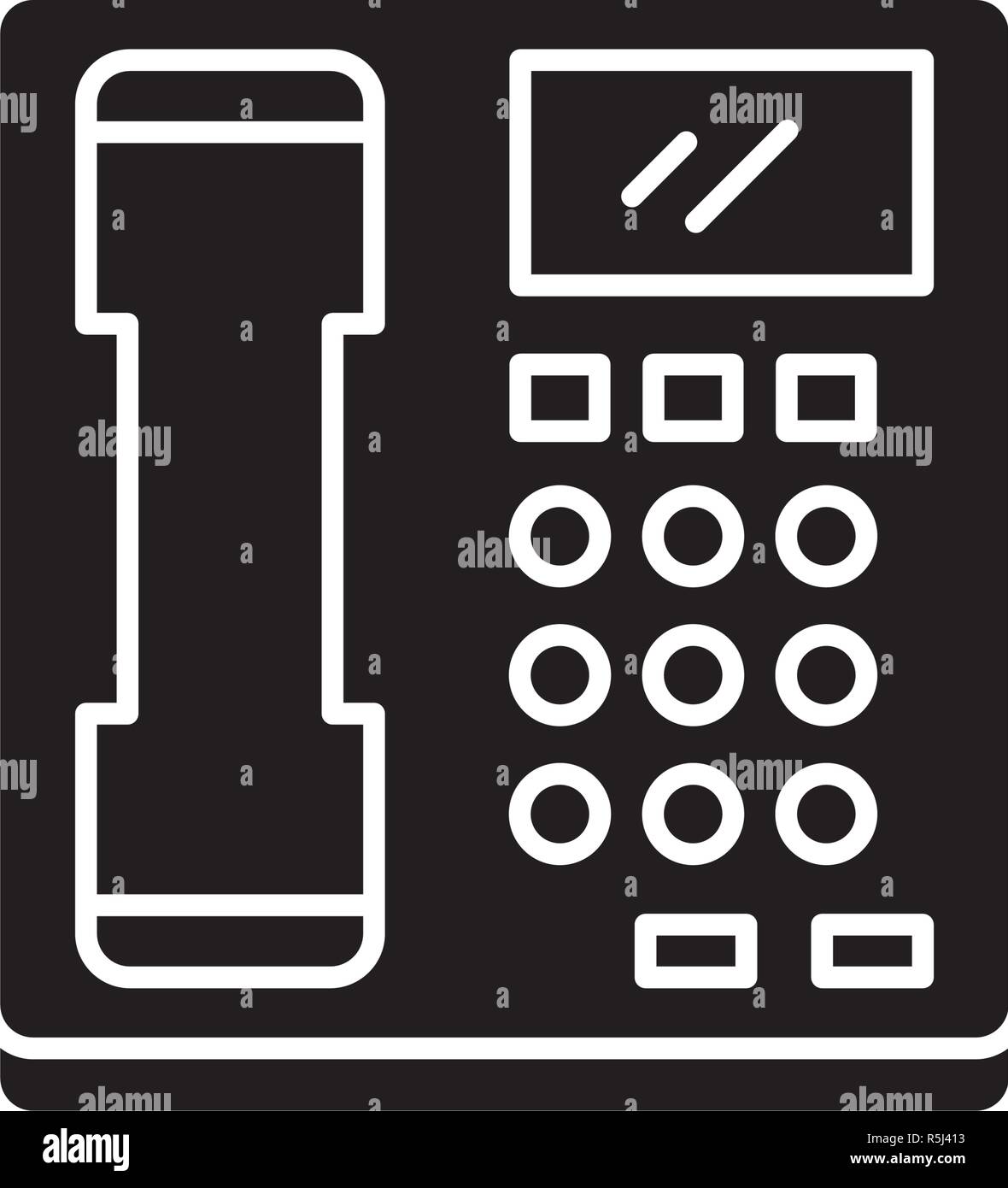 Telephone black icon, vector sign on isolated background. Telephone ...