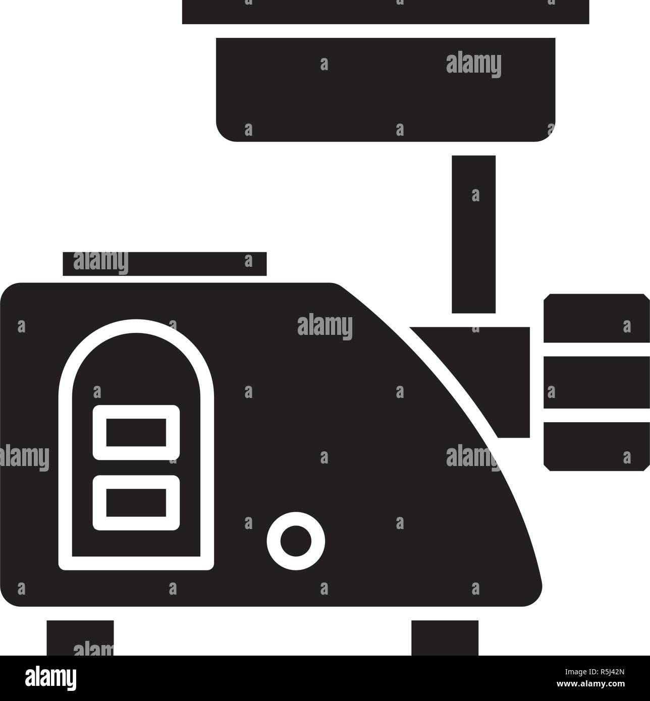 Meat grinder black icon, vector sign on isolated background. Meat ...