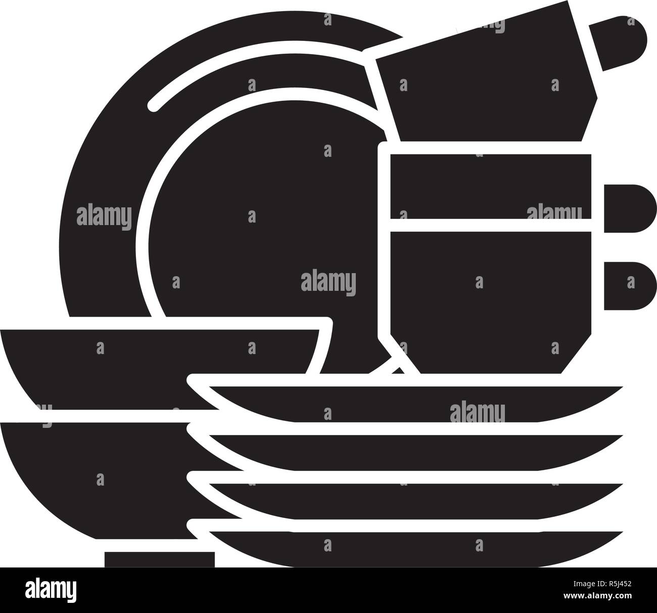 Kitchen dishes black icon, vector sign on isolated background. Kitchen ...