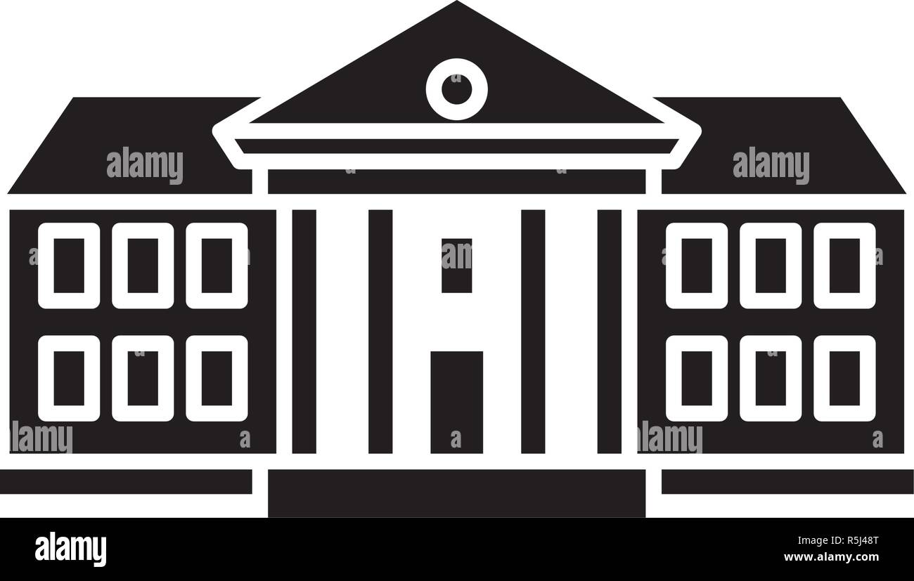 Education center black icon, vector sign on isolated background ...