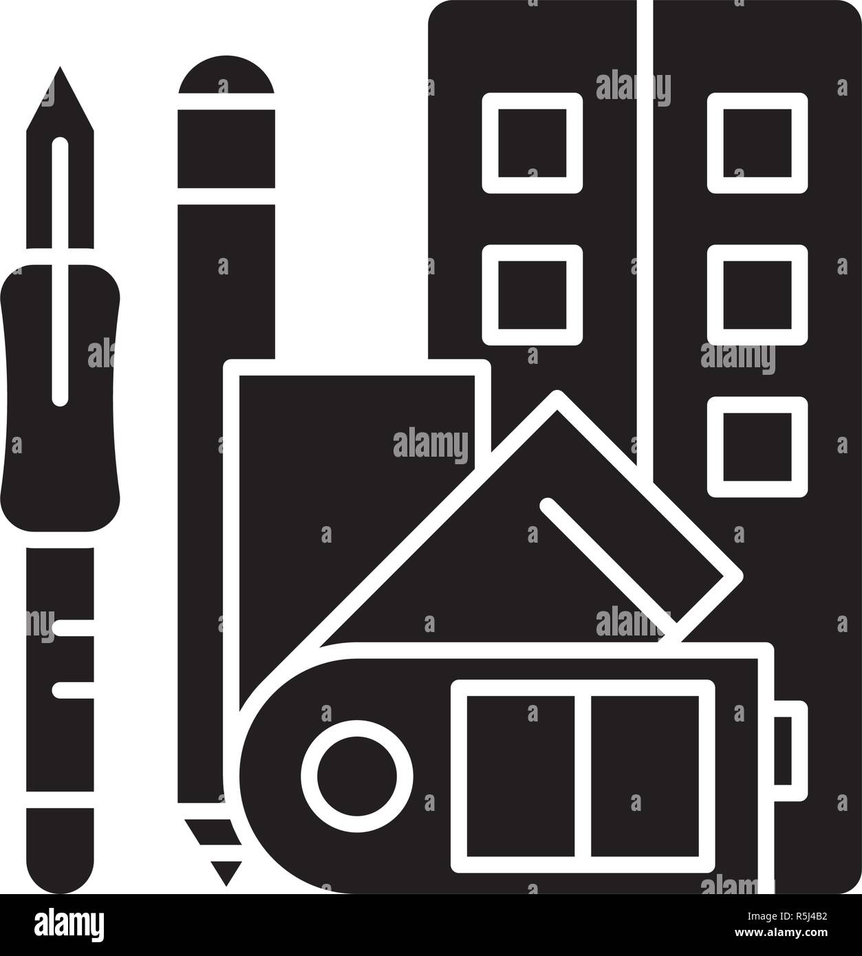 Art skills black icon, vector sign on isolated background. Art skills ...