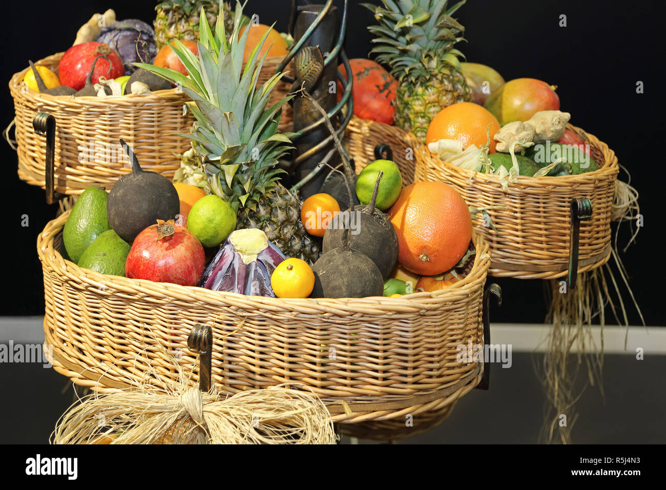 Fruits in Basket Stock Photo - Alamy