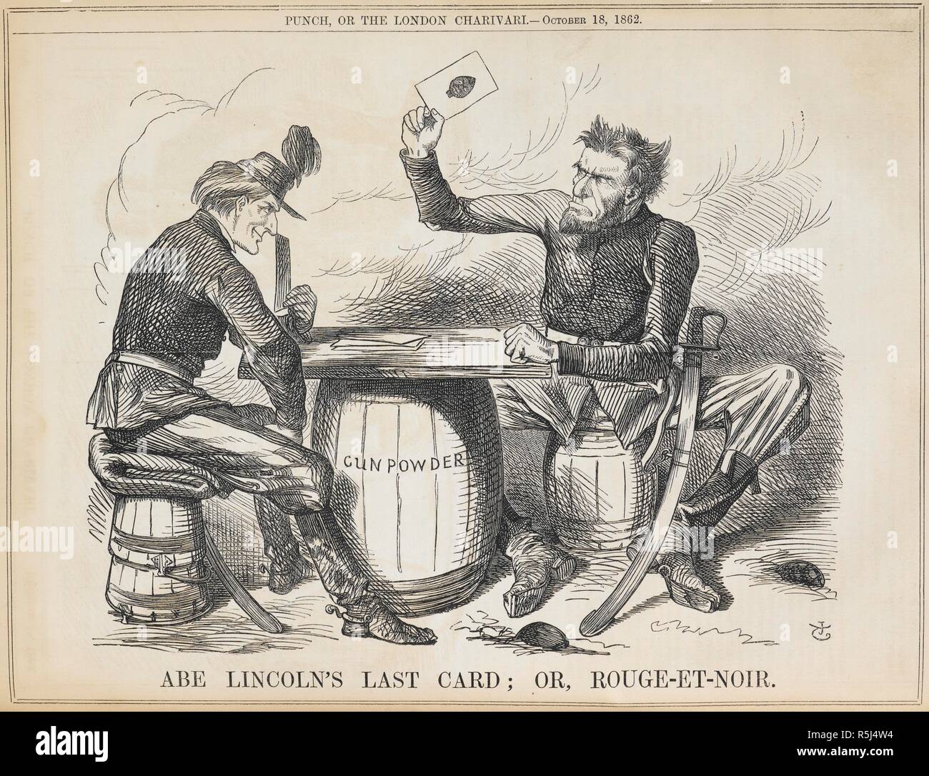 'Abe Lincoln's last card; or, rouge-et-noir'. Punch portrays Abraham ...