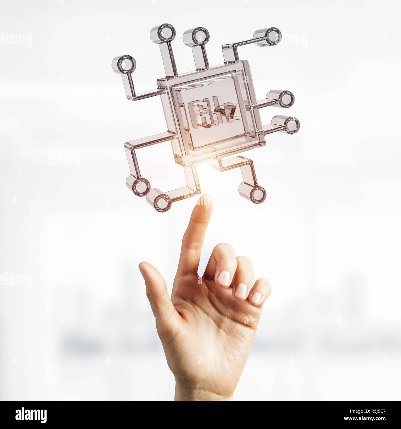 Computing and innovation concept with chip icon. Mixed media Stock ...