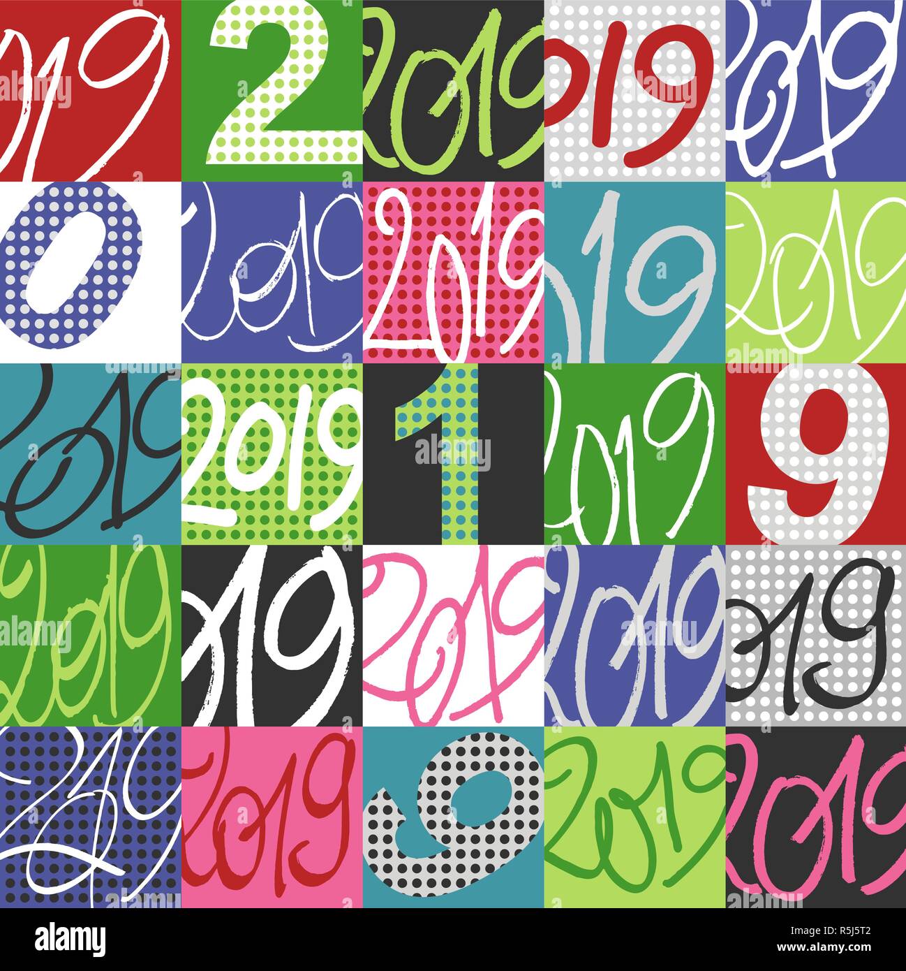 graphic Pattern made with 2019 Signs patchwork Stock Vector Image & Art ...