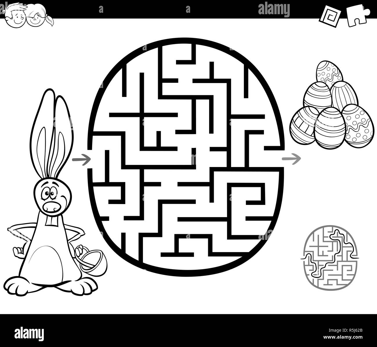 Coloring page kids easter Black and White Stock Photos & Images - Alamy