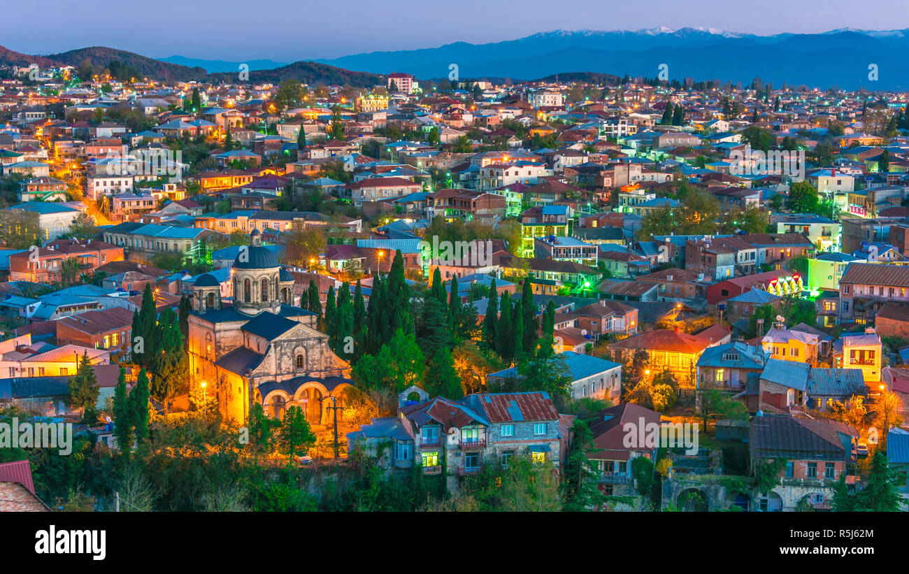 Panoramic view of the city of Kutaisi in the region of Imereti, Georgia ...