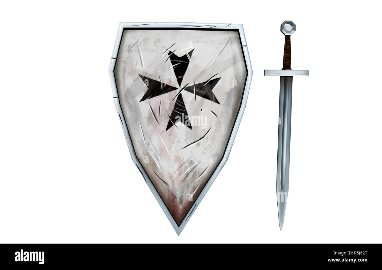 weapon shield of the crusaders exempted in the middle ages Stock Photo ...