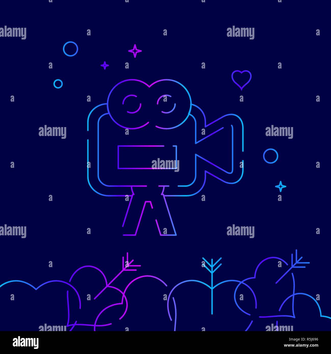 Wedding Videography Vector Line Icon, Symbol, Pictogram, Sign on a Dark ...