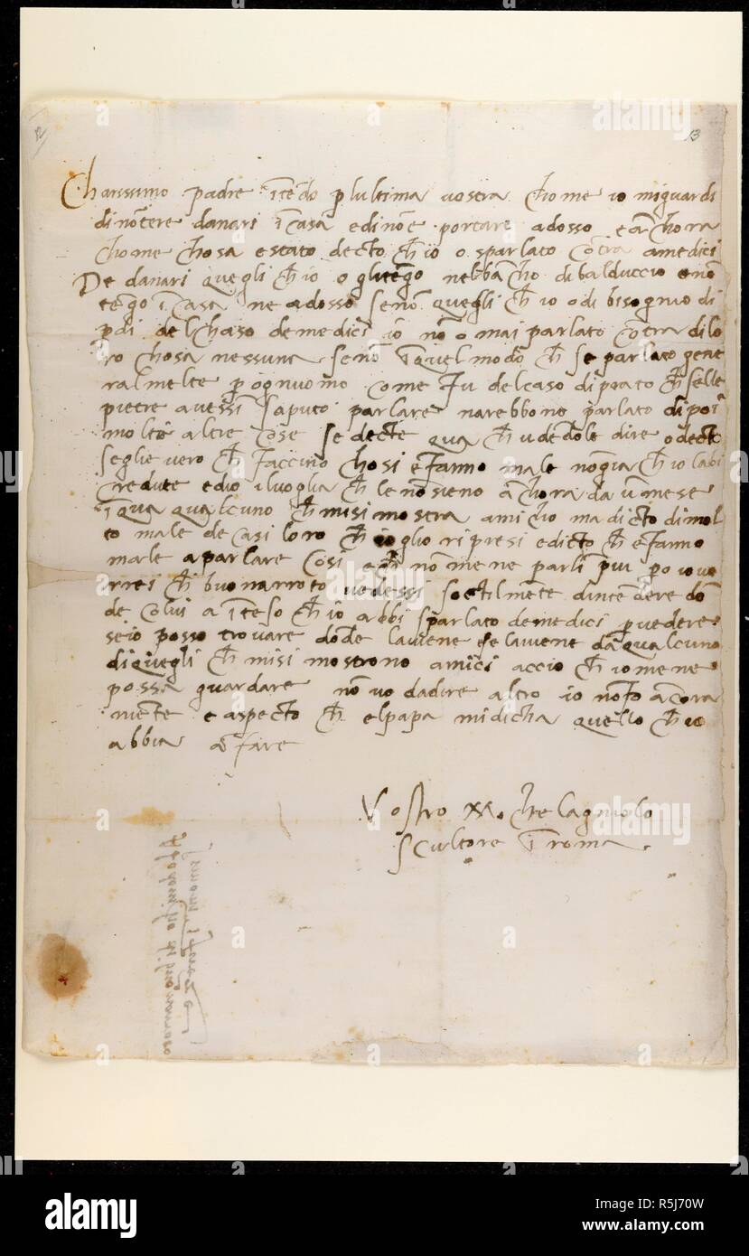 Letter of Michelangelo. Autograph Letters from Michelangelo Buonarroti ...