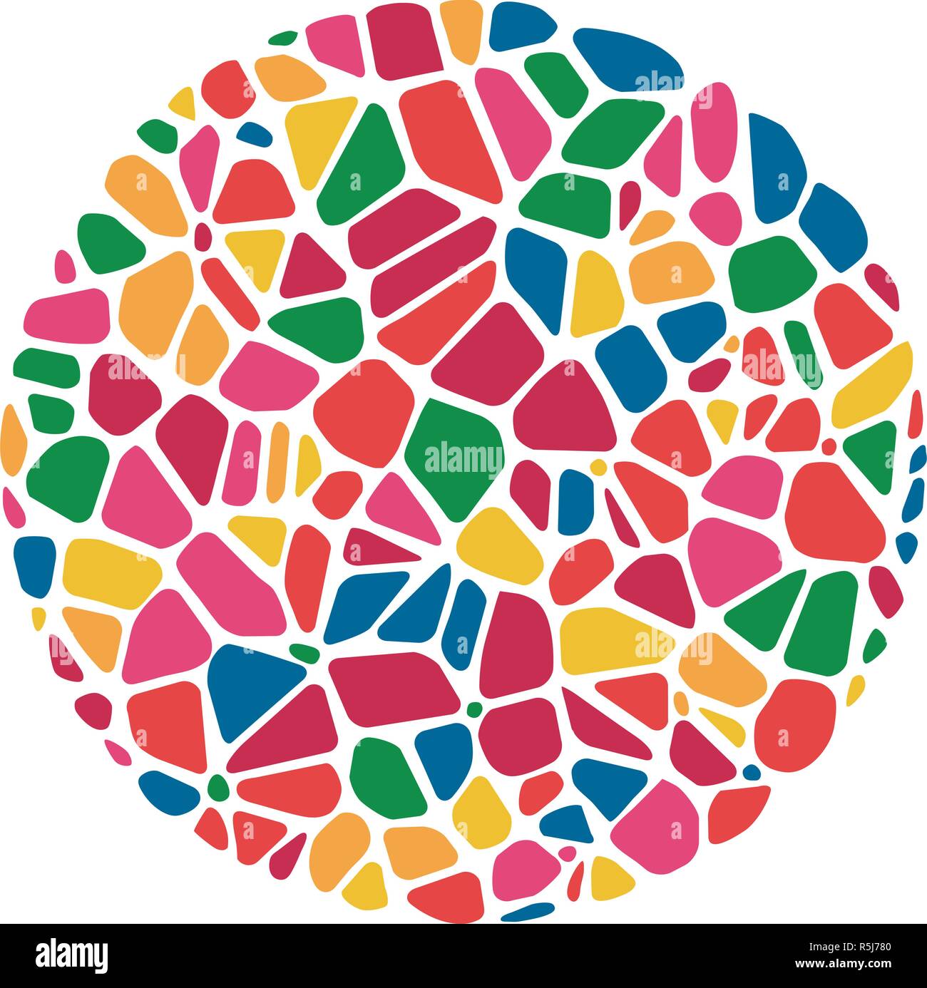 vector abstract colorful mosaic round pattern. pebble stone mosaic ...