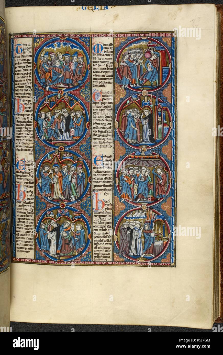 Illuminated page of Bible moralisÃ©e with Biblical scenes and ...