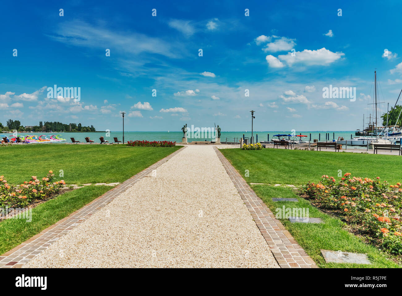 The beach promenade of Balatonfuered is located on the northern shore ...
