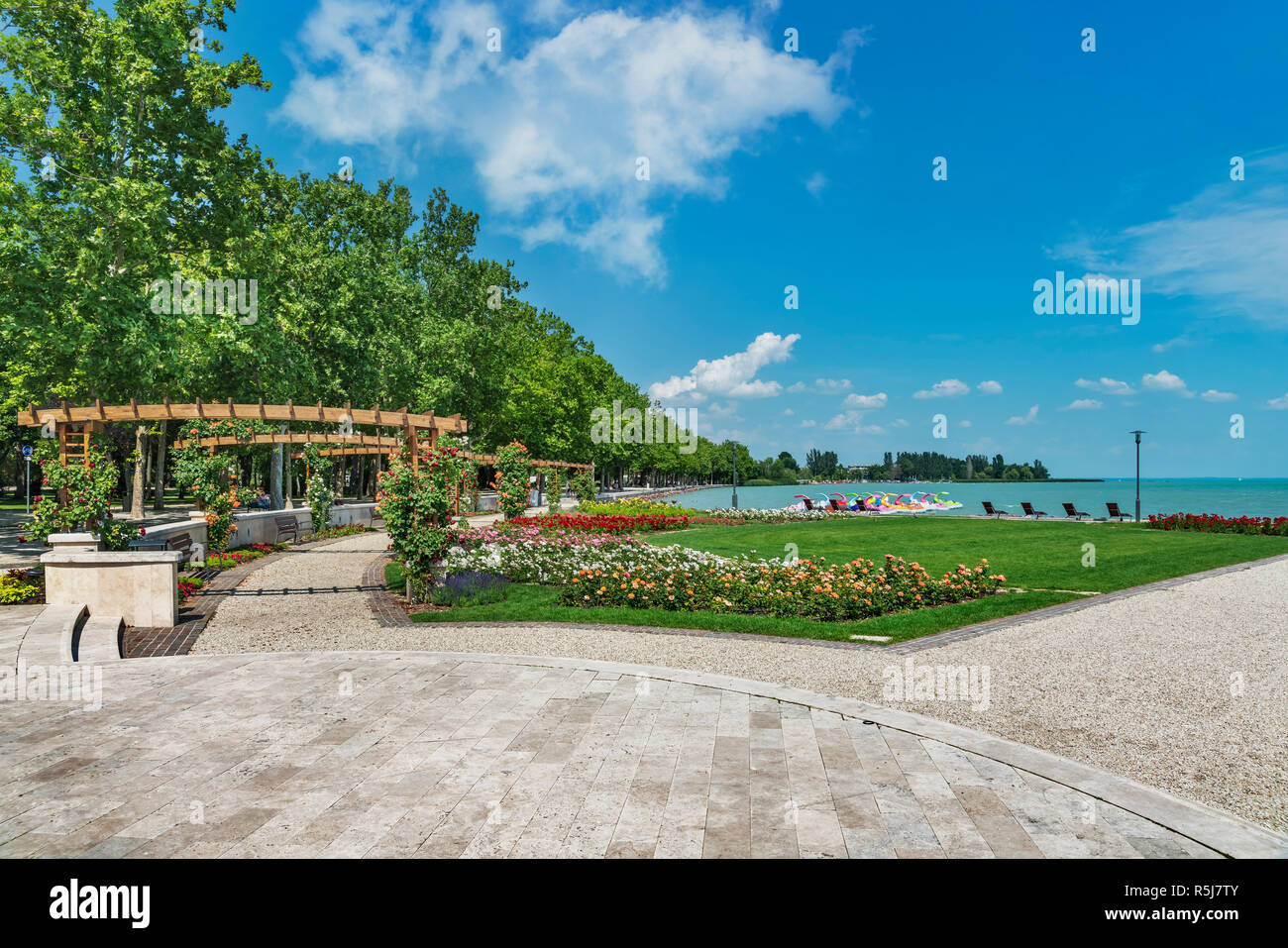 The beach promenade of Balatonfuered is located on the northern shore ...
