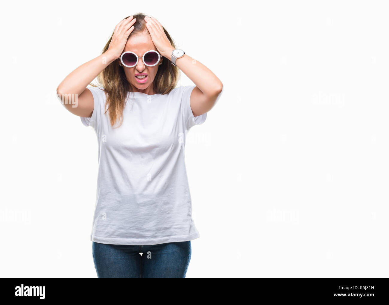 Suffering middle age woman portrait Cut Out Stock Images & Pictures - Alamy