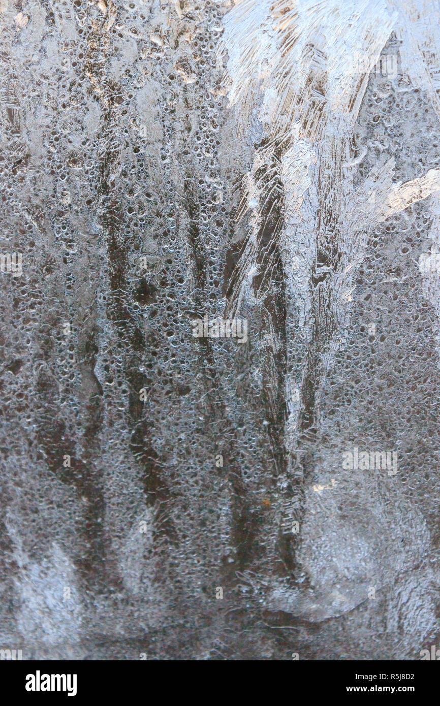 Frosty patterns on a frozen ice box in the early morning Stock Photo ...