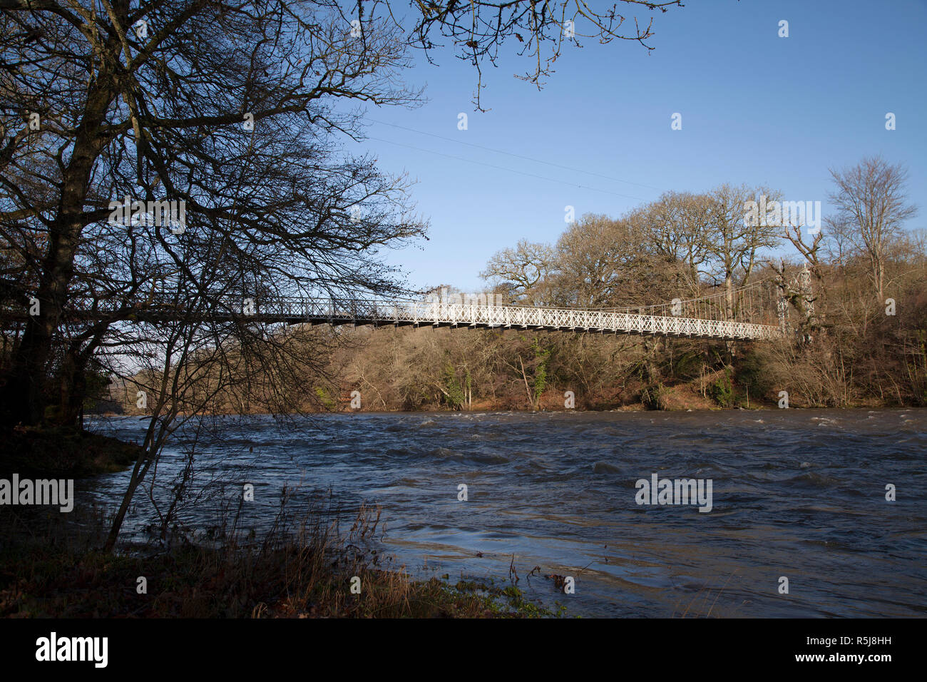Llanstephan Suspension Bridge, Powys, Wales, UK Stock Photo - Alamy