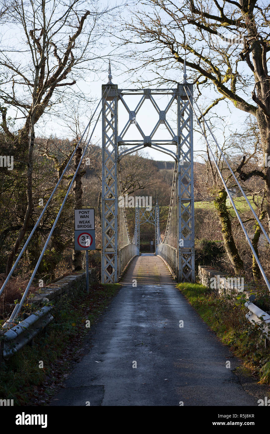 Llanstephan Suspension Bridge, Powys, Wales, UK Stock Photo - Alamy