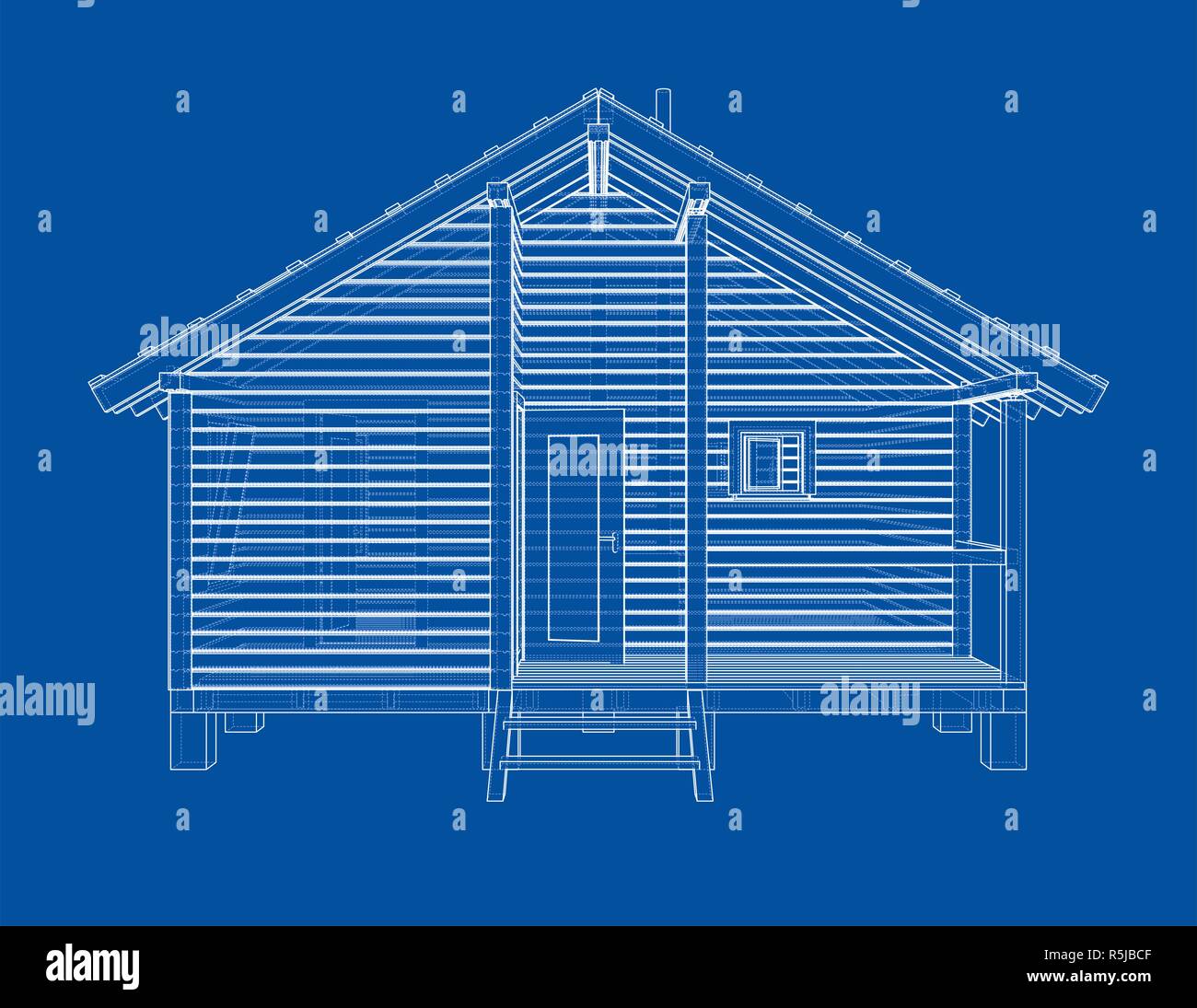 Sketch of small house. Wire-frame style. 3d illustration Stock Photo ...