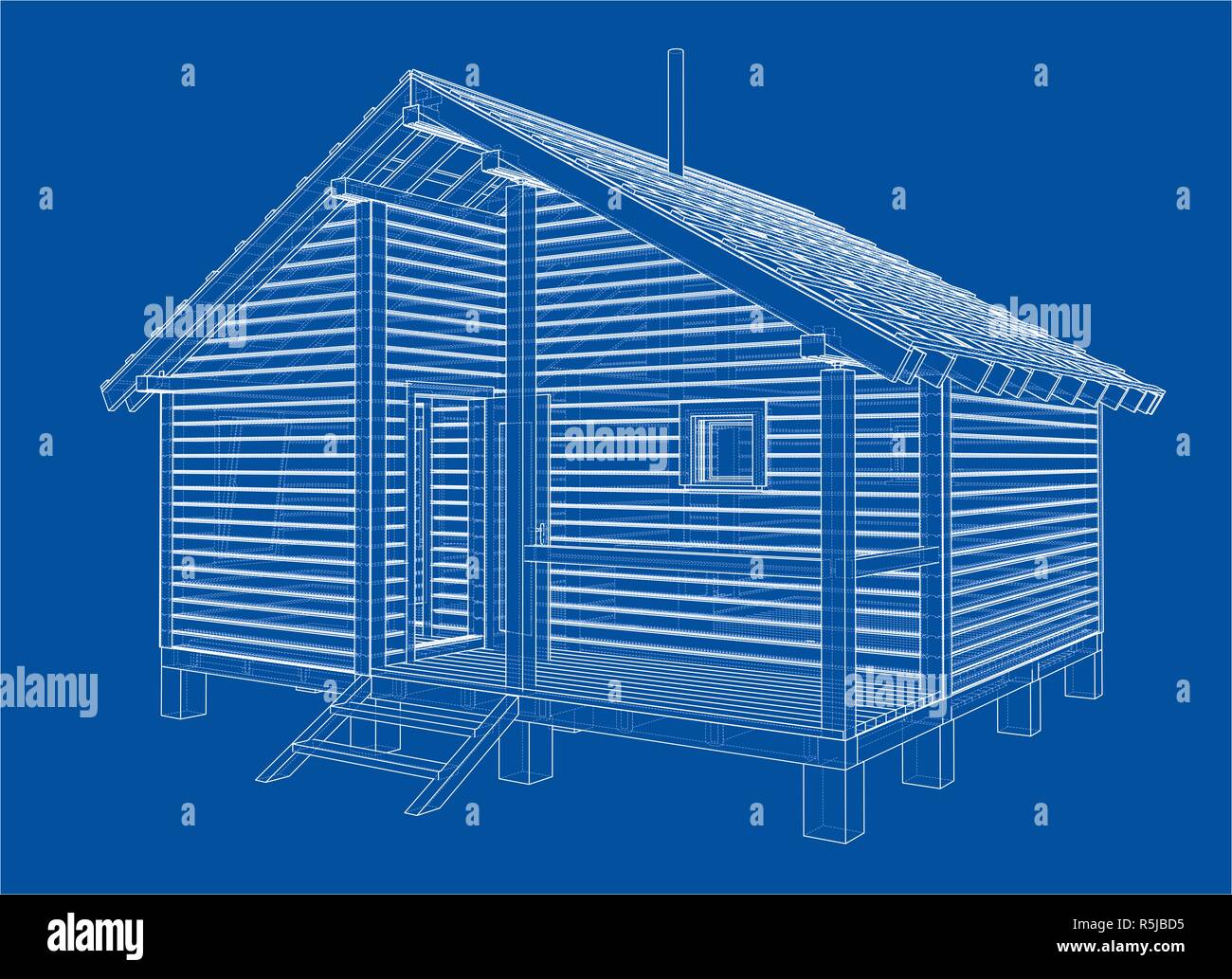 Sketch of small house. Wire-frame style. 3d illustration Stock Photo ...