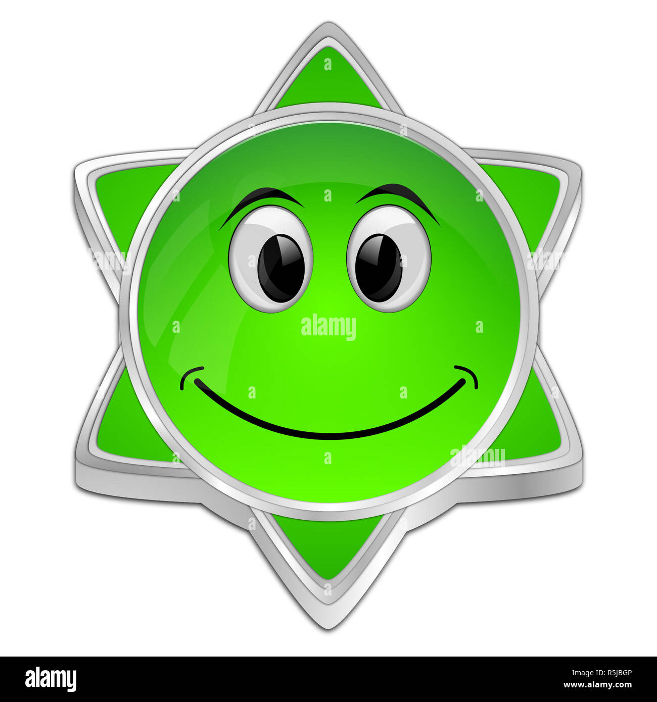 green Button with smiling face - 3D illustration Stock Photo - Alamy