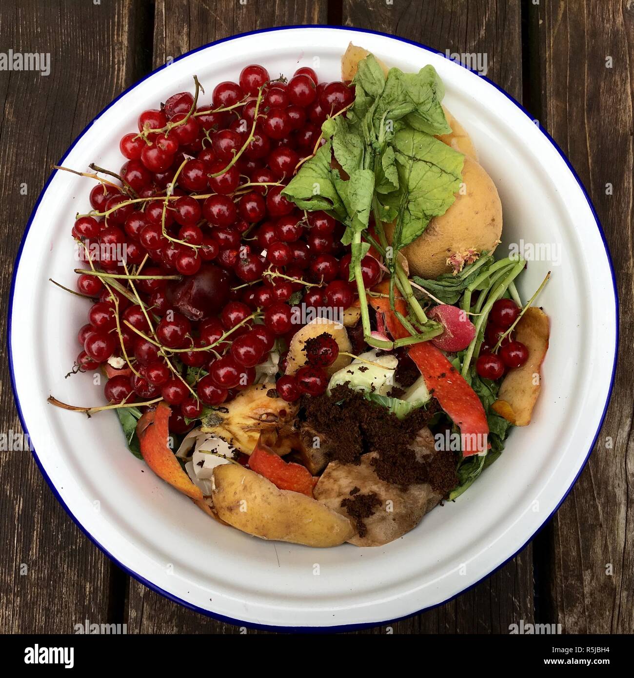 fresh organic garbage with currants in a small white bowl Stock Photo ...