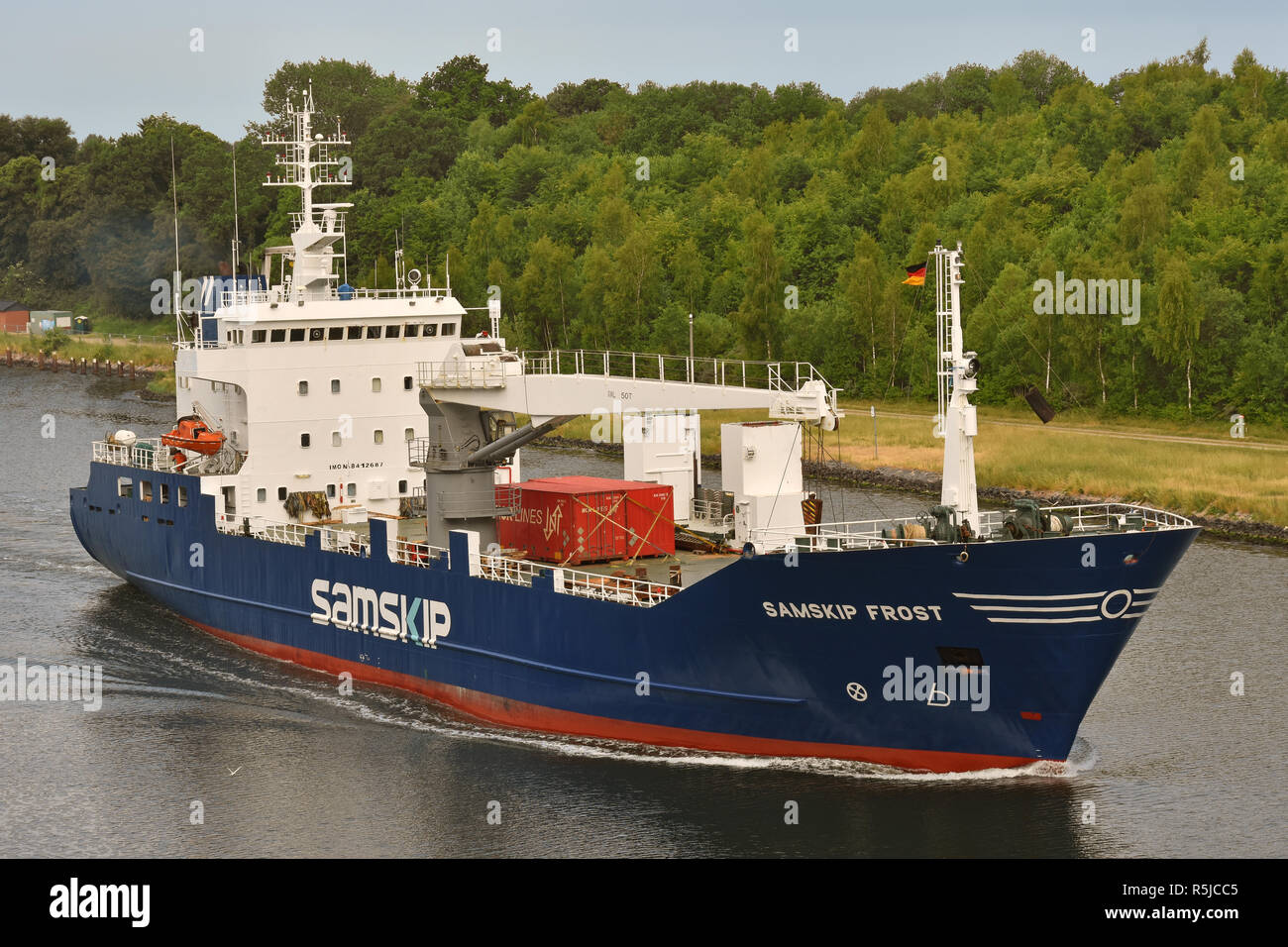 Reefer vessel Samskip Frost passing the Kiel Canal Stock Photo - Alamy