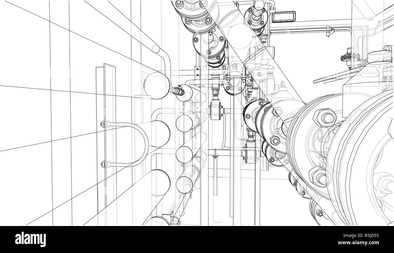 Engineering drawing industrial equipment Black and White Stock Photos ...