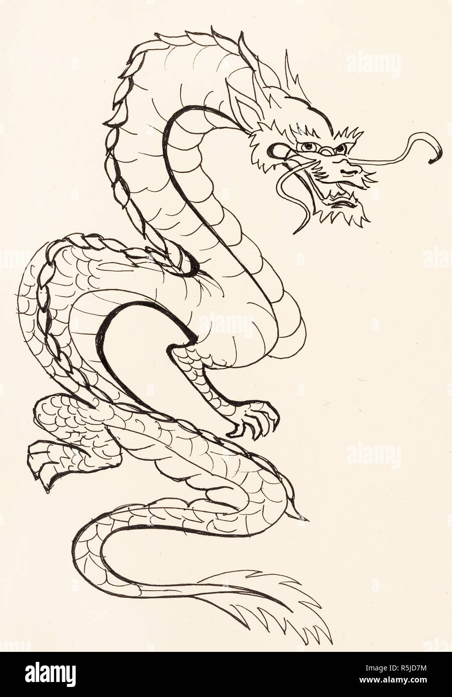 dragon on ivory colored paper Stock Photo - Alamy