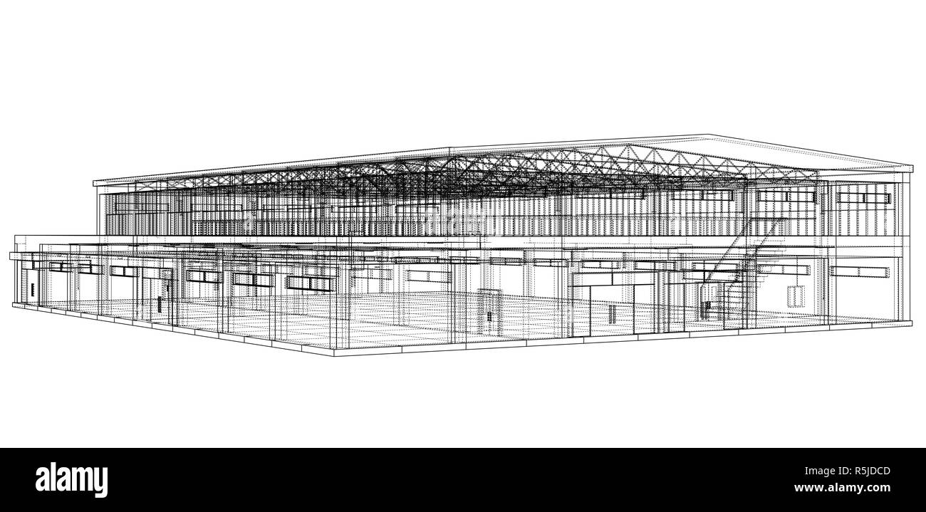 Warehouse sketch. 3d illustration Stock Photo - Alamy