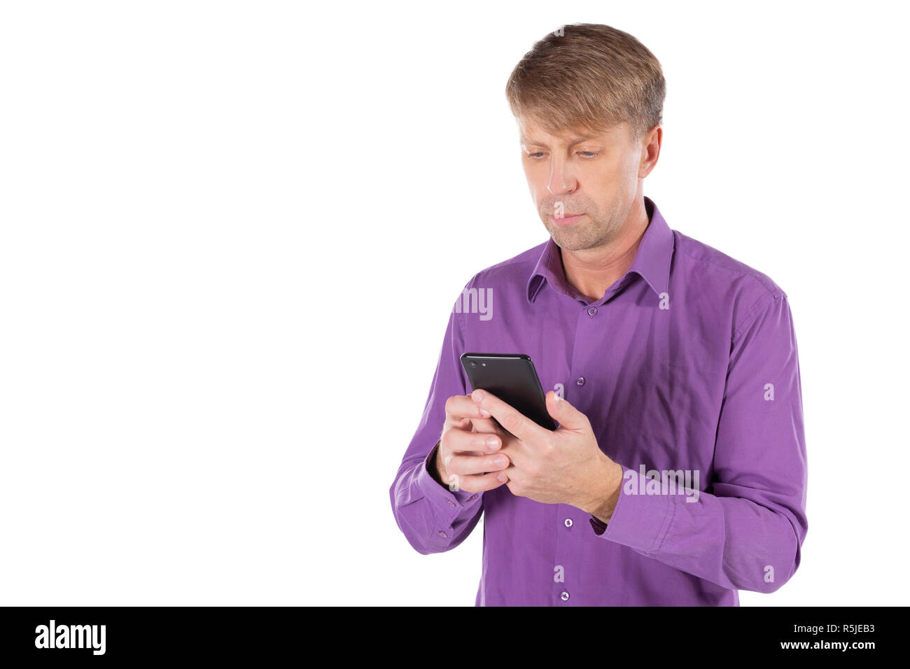 Amazed young man portrait Cut Out Stock Images & Pictures - Alamy