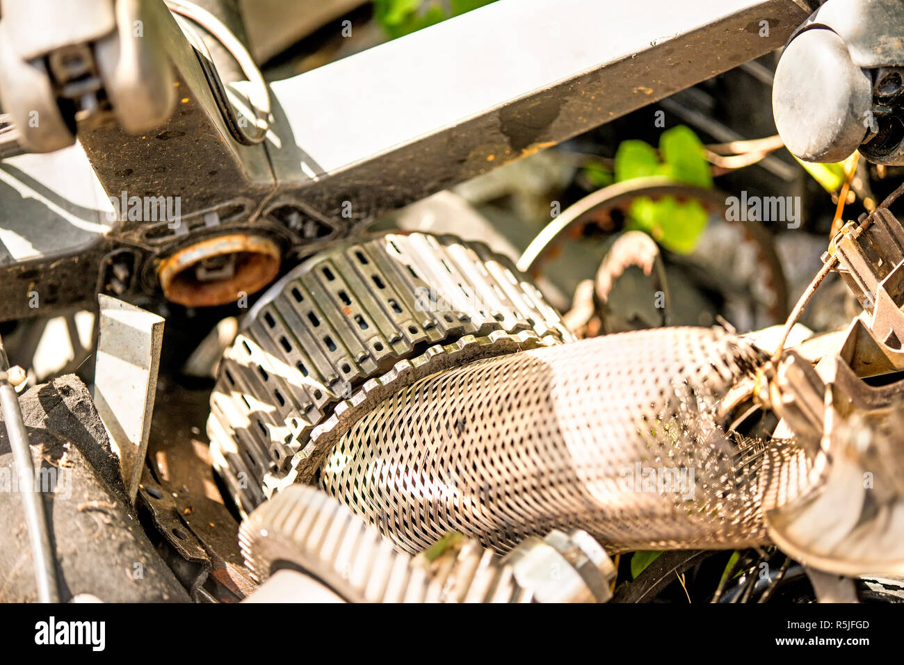 junkyard with auto parts and scrap Stock Photo - Alamy