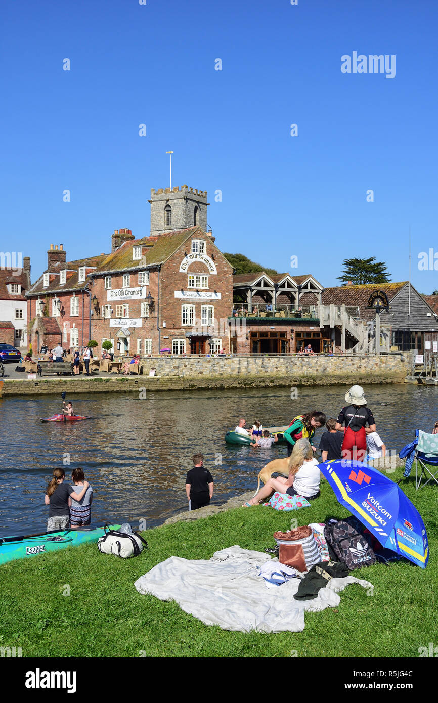 Boating on River Frome, Wareham Quay, Wareham, Dorset, England, United ...