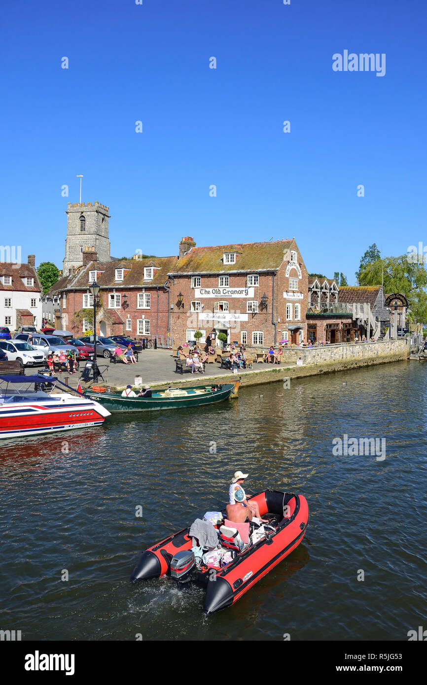 Boating on River Frome, Wareham Quay, Wareham, Dorset, England, United ...