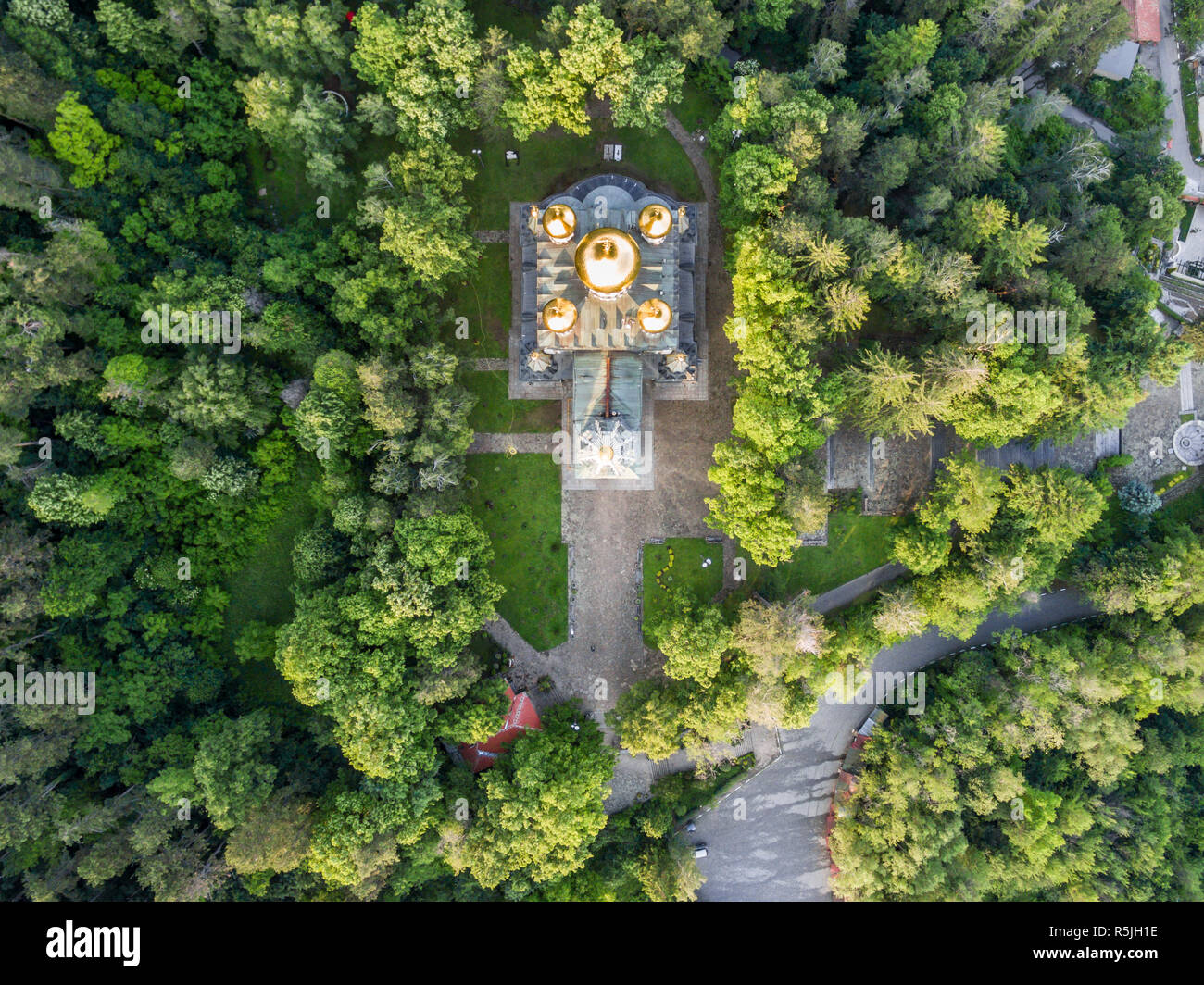Aerial view of the memorial church Birth of Christ near Shipka ...