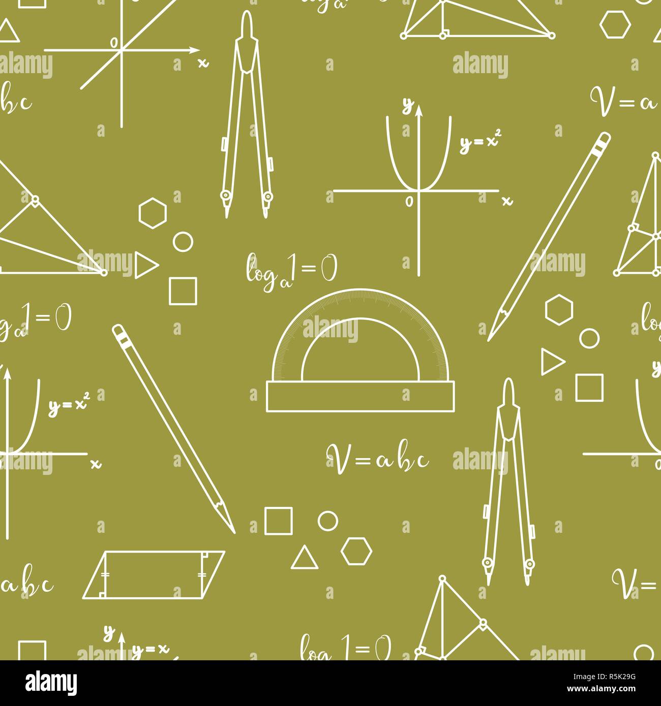 Mathematical scientific vector seamless pattern with geometry plots ...
