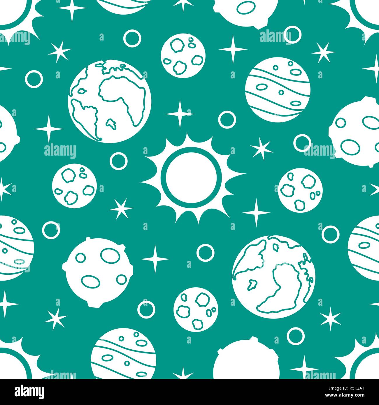 Seamless pattern with sun, planets, stars. Space exploration. Astronomy ...