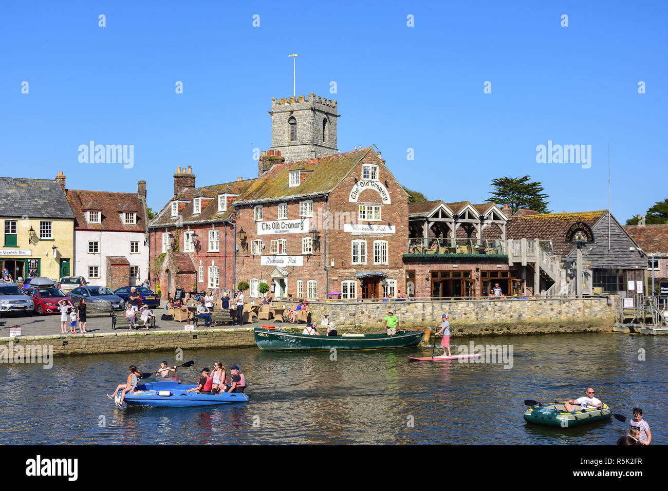 Boating on River Frome, Wareham Quay, Wareham, Dorset, England, United ...