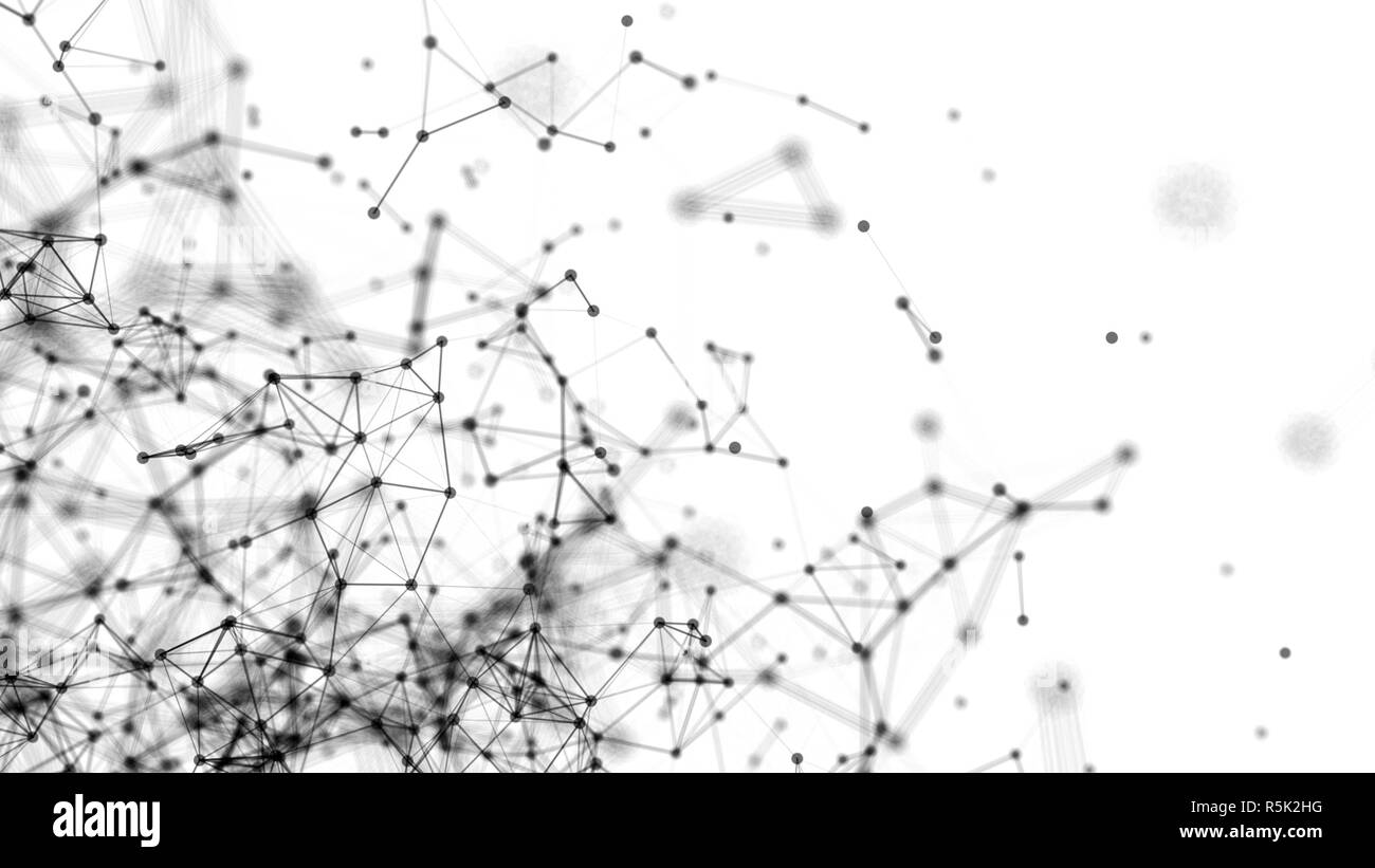 Abstract connected dots on white background. Technology concept ...