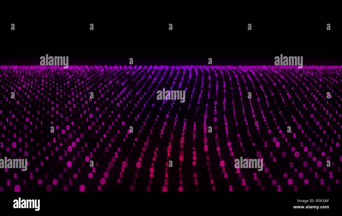 Abstract Animation Of The Binary Code Waves With Binary Digits 1 And 0