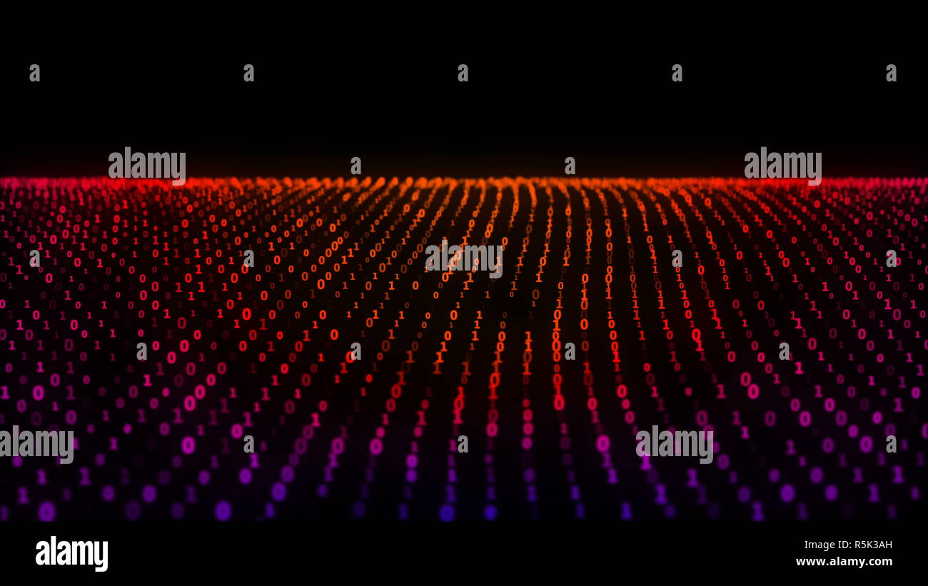 Abstract Animation Of The Binary Code Waves With Binary Digits 1 And 0 And Motion Binary Code On